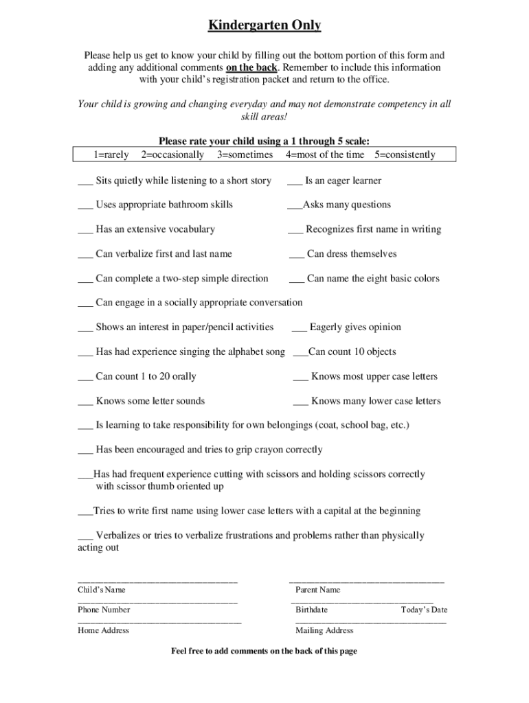 Fillable Online Get To Know Your Child Form Worksheets & Teaching ...