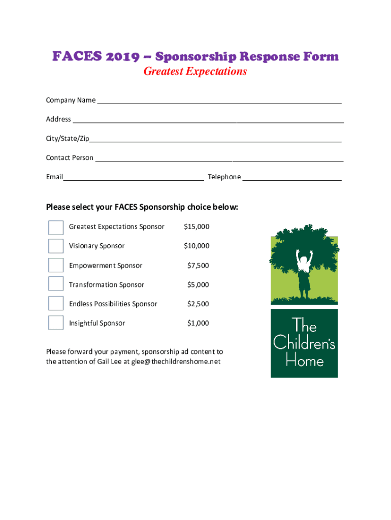 Fillable Online FACES 2019 Sponsor form Fax Email Print - pdfFiller