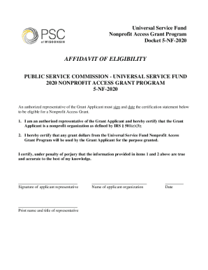 Fillable Online psc wi AFFIDAVIT OF ELIGIBILITY - Wisconsin Public ...