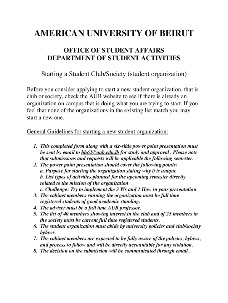 Fillable Online American University of BeirutAUB - Office of Admissions ...