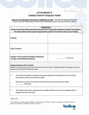 Fillable Online ATTACHMENT B CORRECTION KIT REQUEST FORM Fax Email ...