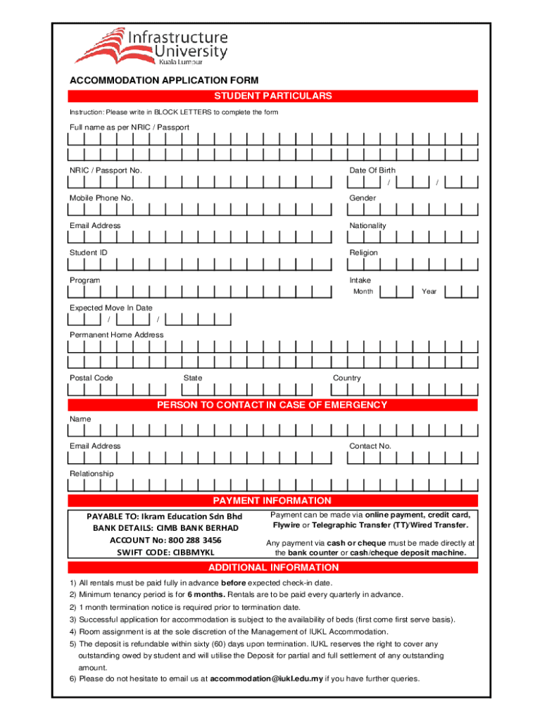 Fillable Online iukl edu Application Forms - Infrastructure University Kuala Lumpur Fax Email ...