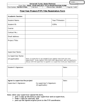 Fillable Online fes utar edu FYP Title Registration Form Fax Email Print - pdfFiller