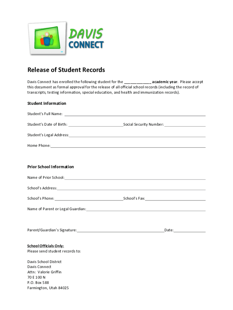 Fillable Online Release of Student Records Form.docx Fax Email Print ...