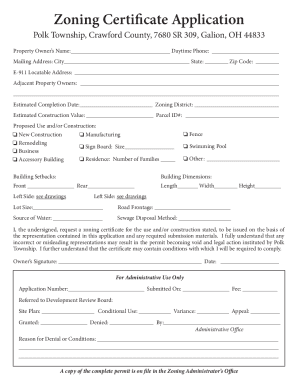 Fillable Online Zoning Certificate Application - polktwp.net Fax Email ...