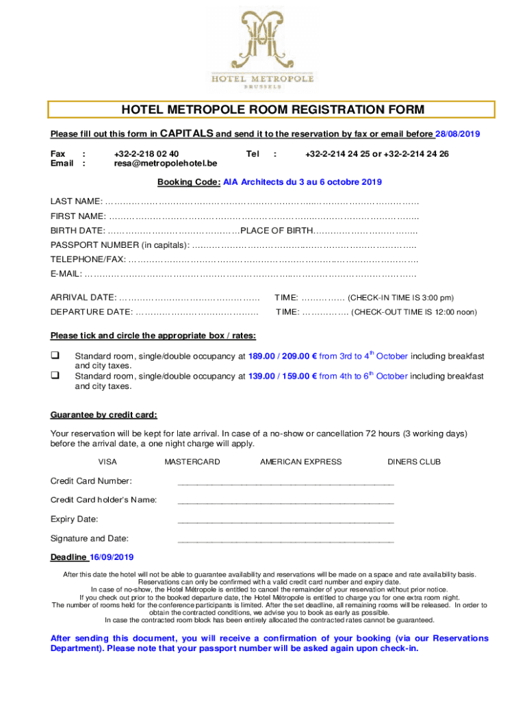 Fillable Online Printable 9 Sample Hotel Registration Forms Form ...