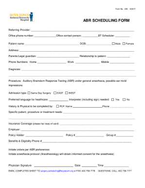Fillable Online ABR SCHEDULING FORM - BT Web Assets - Home Fax Email ...