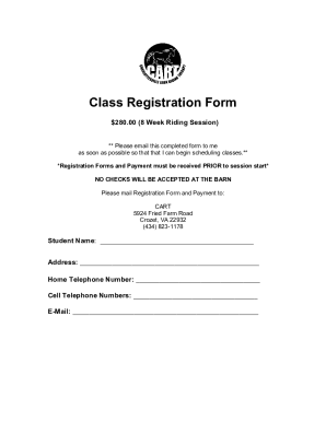 Fillable Online Education Class Registration Form ...
