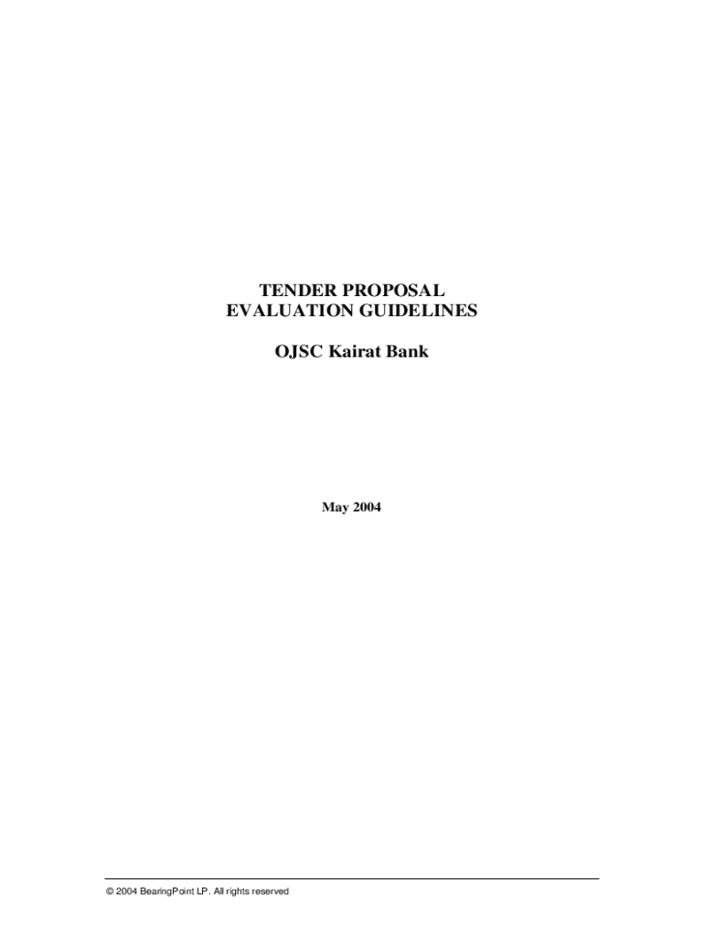 Fillable Online Tender Evaluation 5 Criteria & 2 TipsEvaluating Tenders ...