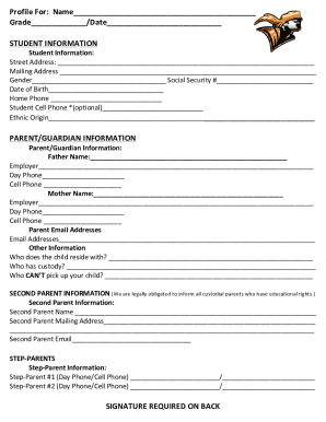 Fillable Online Student Profile Form 2017.2018.docx Fax Email Print ...