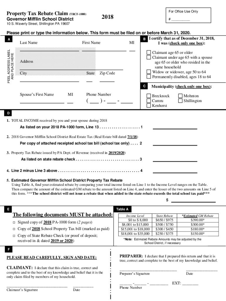 Fillable Online Solved: I received a property tax refund from the ...