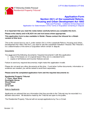 Fillable Online Application Form Section 24(1) of the Leasehold Reform ...