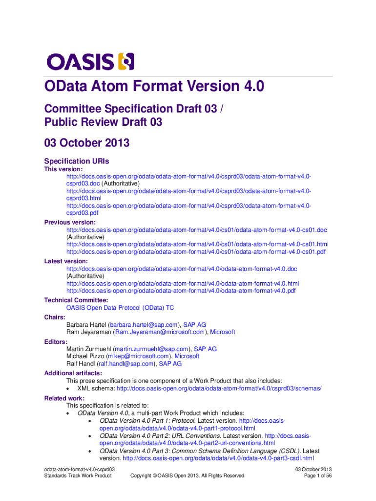 Fillable Online docs oasis-open 15-day Public Review for OData, OData Atom Format and ... Fax ...