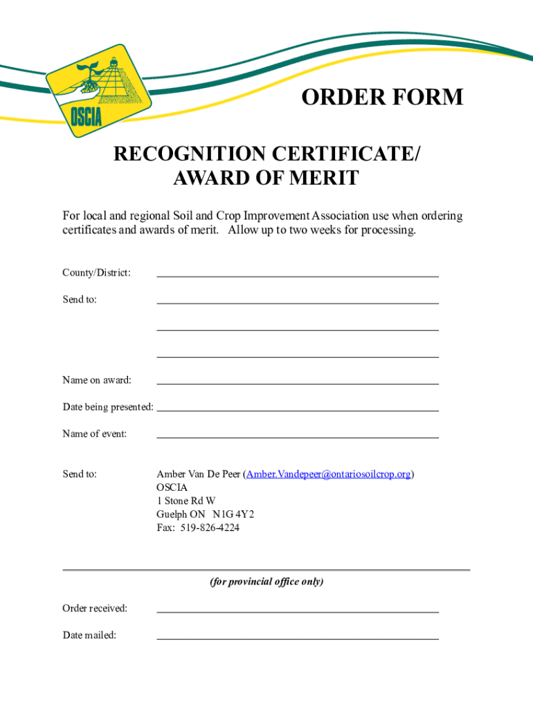Fillable Online District Award Of Merit Certificate Template: 10 Free ...