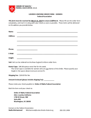 Fillable Online FREE 22+ Uniform Order Forms in PDFMS WordXLSFREE 9 ...