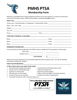 Fillable Online Membership Form - Perry Township Schools Fax Email ...