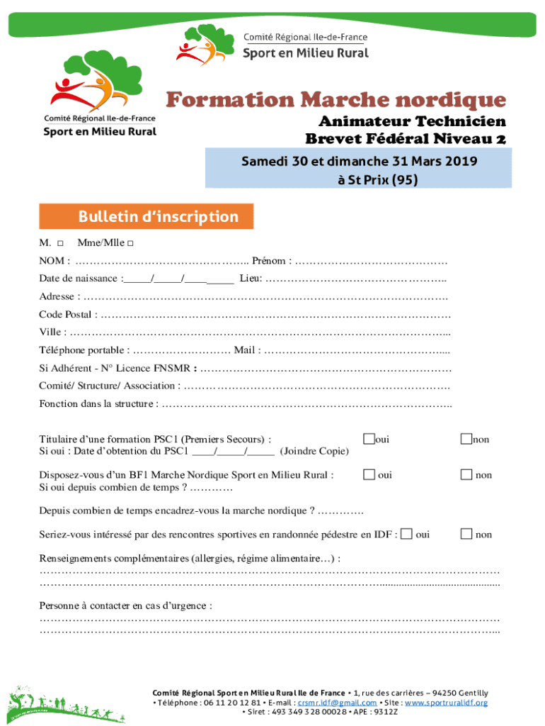 Remplissable En Ligne Brevet Fdral Niveau 2 Fax Email Imprimer - pdfFiller