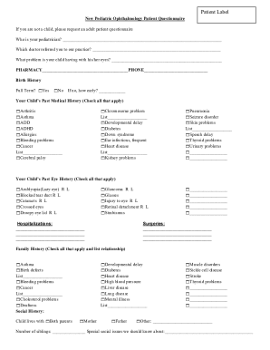 Fillable Online New Patient Forms - Pediatric Eye Doctor - ABC Eyes Fax ...