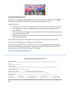 Fillable Online Color Run Donation Form - Utica Community Schools Fax ...