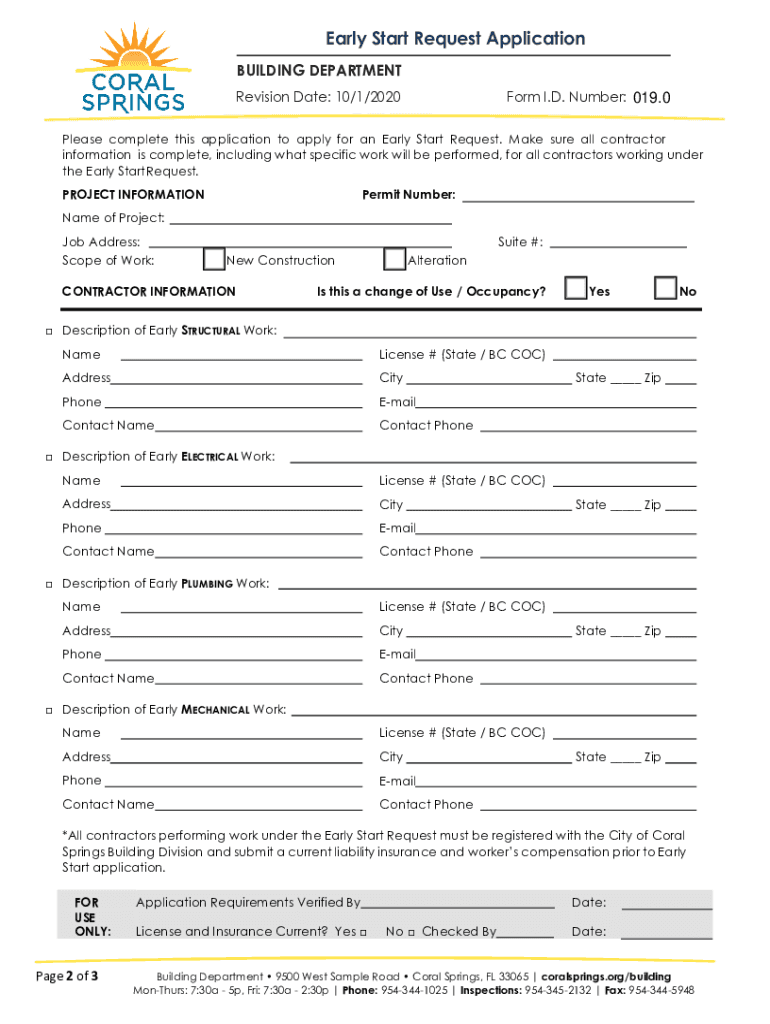 Fillable Online 019.0-Early-Start-Request-Application Fax Email Print ...