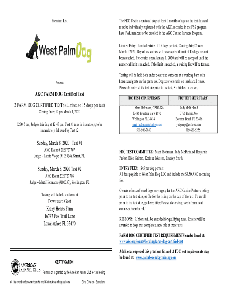 Fillable Online Farm Dog Certification Tests Open to All Breeds Fax ...