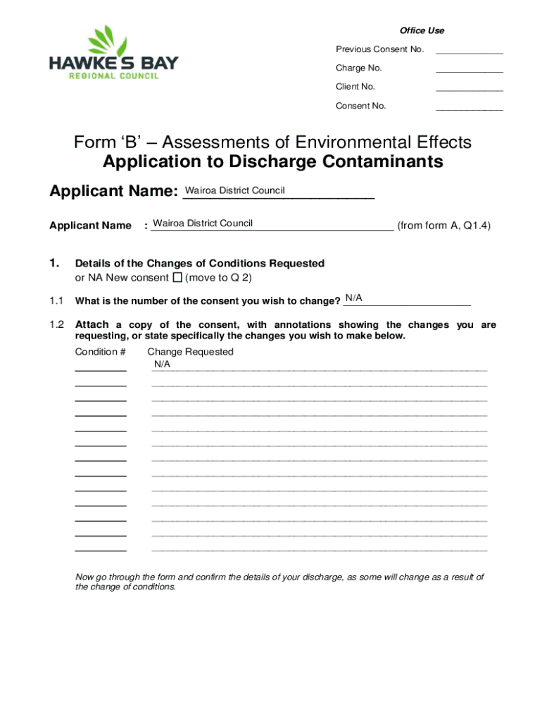 Fillable Online Foxton Wastewater Discharge - Resource Consent ...