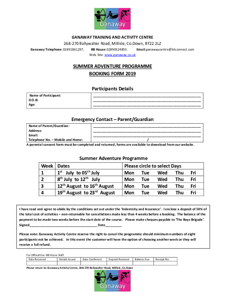 Fillable Online ganaway co Ganaway Training and Activity Centre ...
