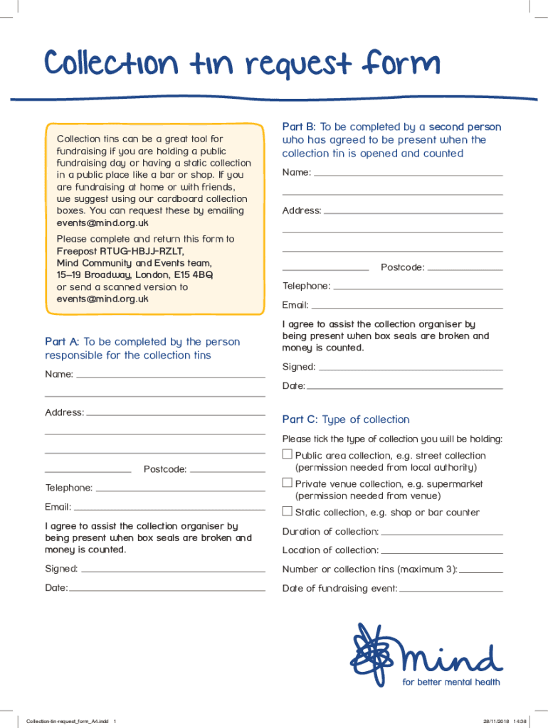 Fillable Online Collection tin request form - Mind Fax Email Print ...