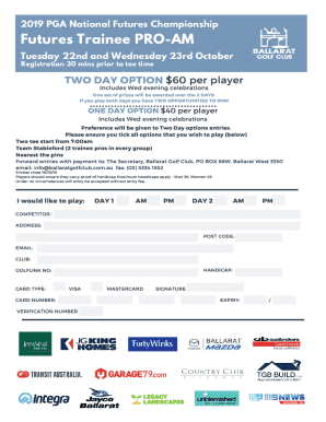 Fillable Online 2019 FUTURES PRO AM ENTRY FORM Fax Email Print - pdfFiller