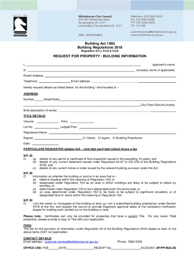 Fillable Online PROPERTY INQUIRY APPLICATION FORM BUILDING REGULATION ...