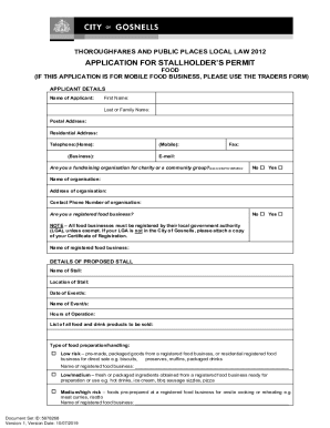Fillable Online Application Form - Trading in Public Places Fax Email ...
