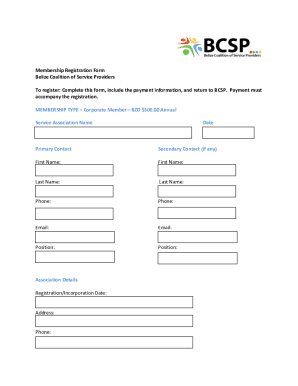 Fillable Online Membership Registration Form - corporate2.docx Fax ...