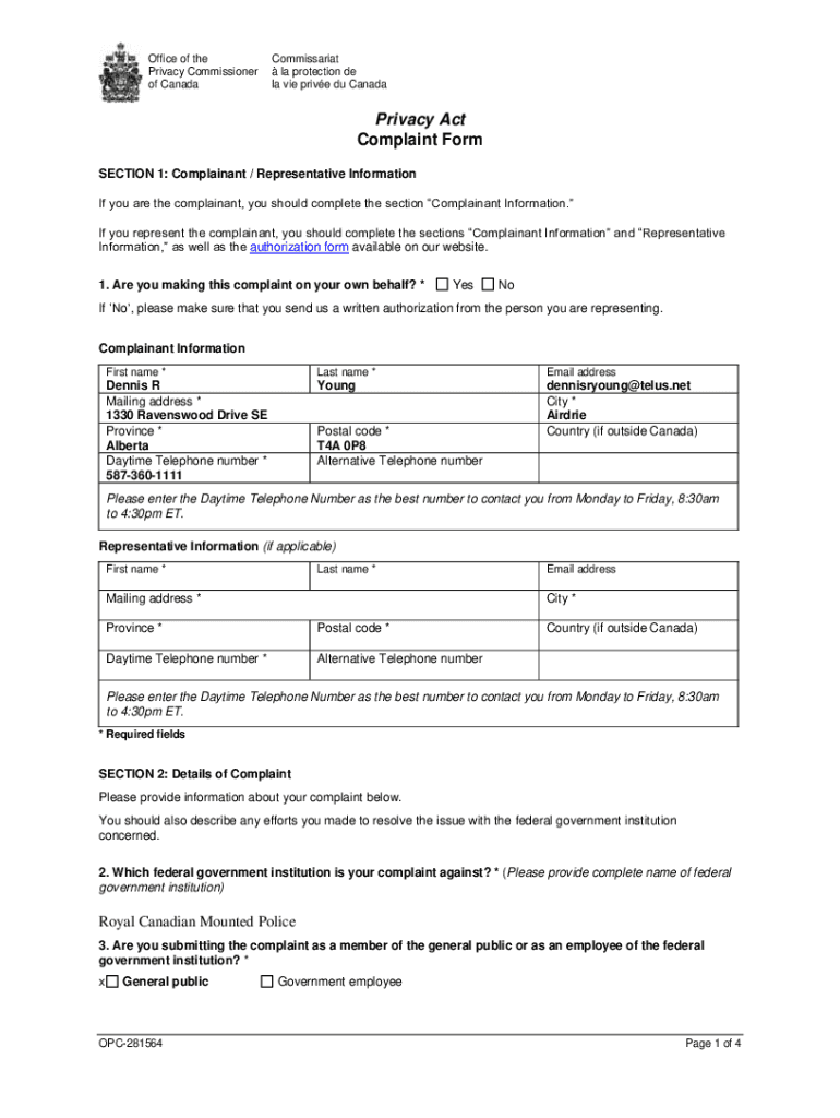 Fillable Online PIPEDA breach report form Fax Email Print - pdfFiller