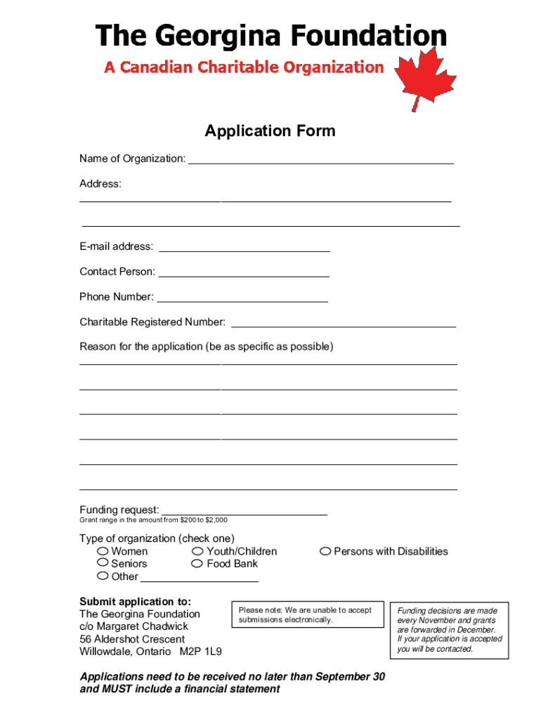 Fillable Online Georgina Foundation application form 2018.docx Fax ...