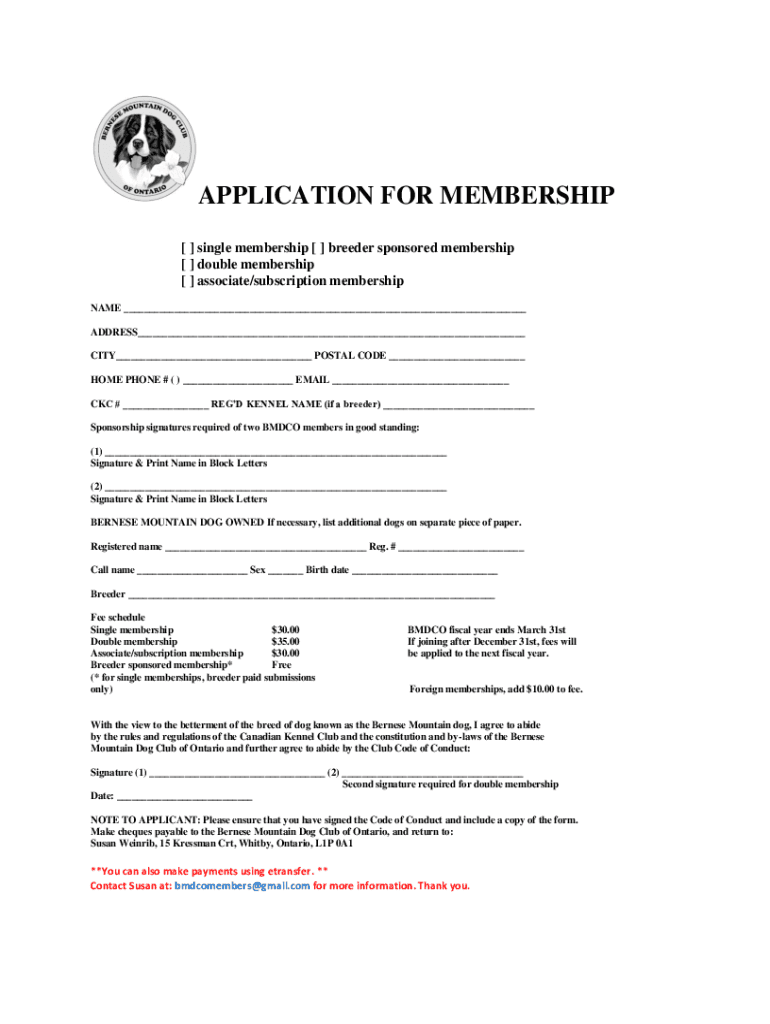 Fillable Online bmdco on 6 Best Examples of Membership Application ...