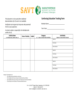 Fillable Online STANDARDIZED CONTINUING EDUCATION DOCUMENTATION FORM ...