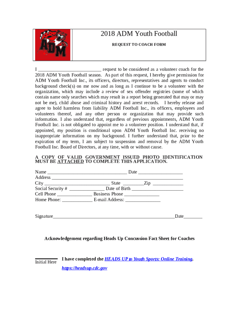 2018 Coaching Application - Jackson Youth Football ... Doc Template ...