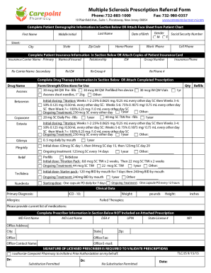 Fillable Online Multiple Sclerosis Prescription Referral Form Fax Email ...