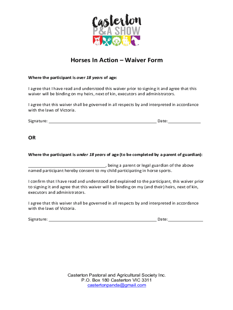 Fillable Online Horse Waiver Form 2019.docx Fax Email Print - pdfFiller