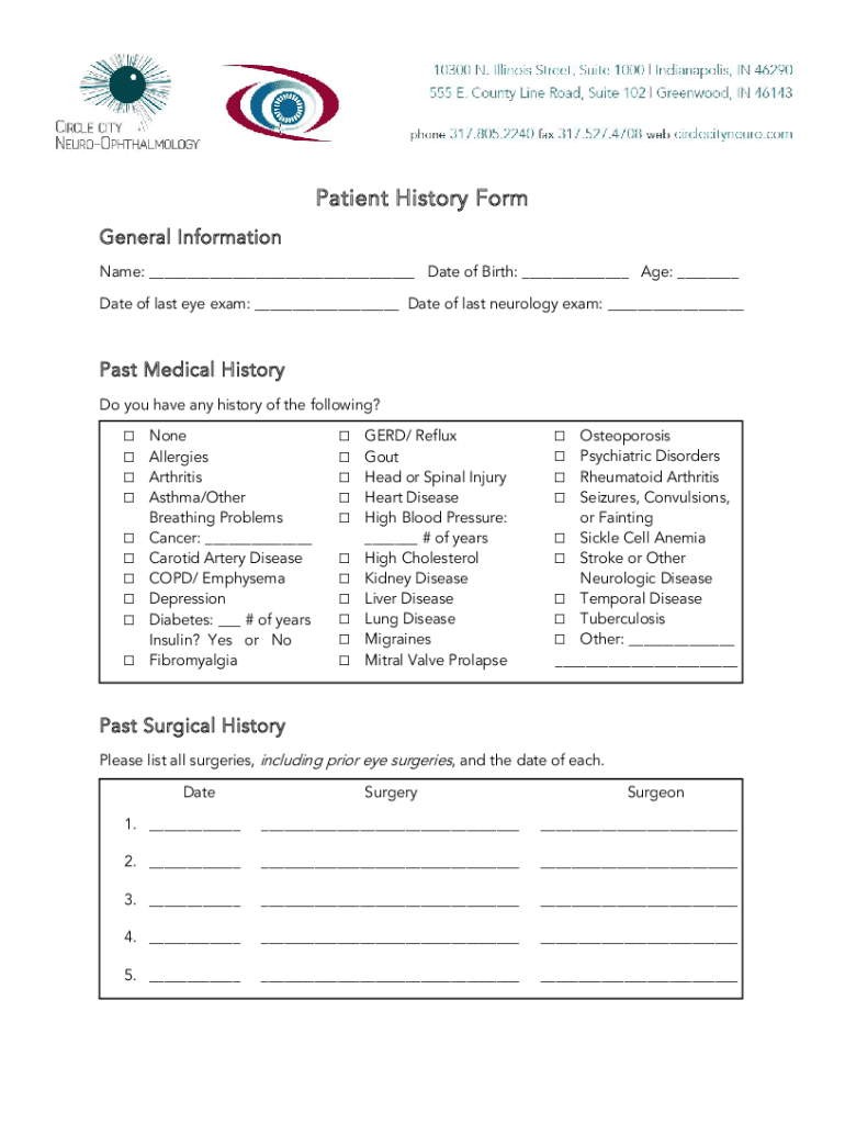 Fillable Online New Patient History FormLeet EyeCare Fax Email Print ...
