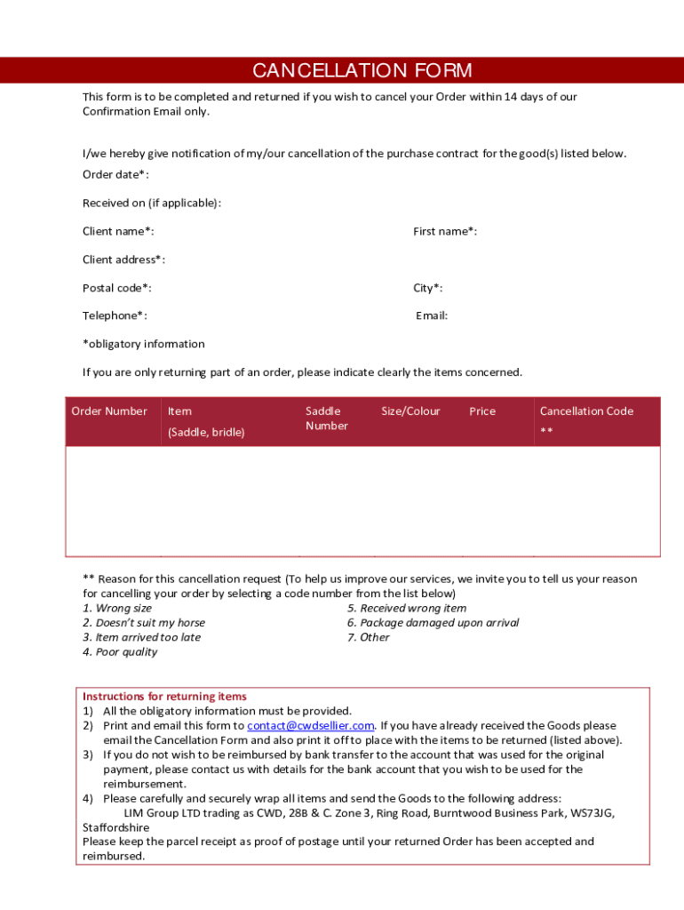 Fillable Online Order Cancellation Letter Sample / Example / Format ...