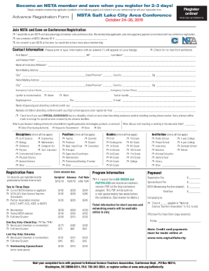 Fillable Online Become an NSTA member Advance Registration Form C and save ... Fax Email Print ...