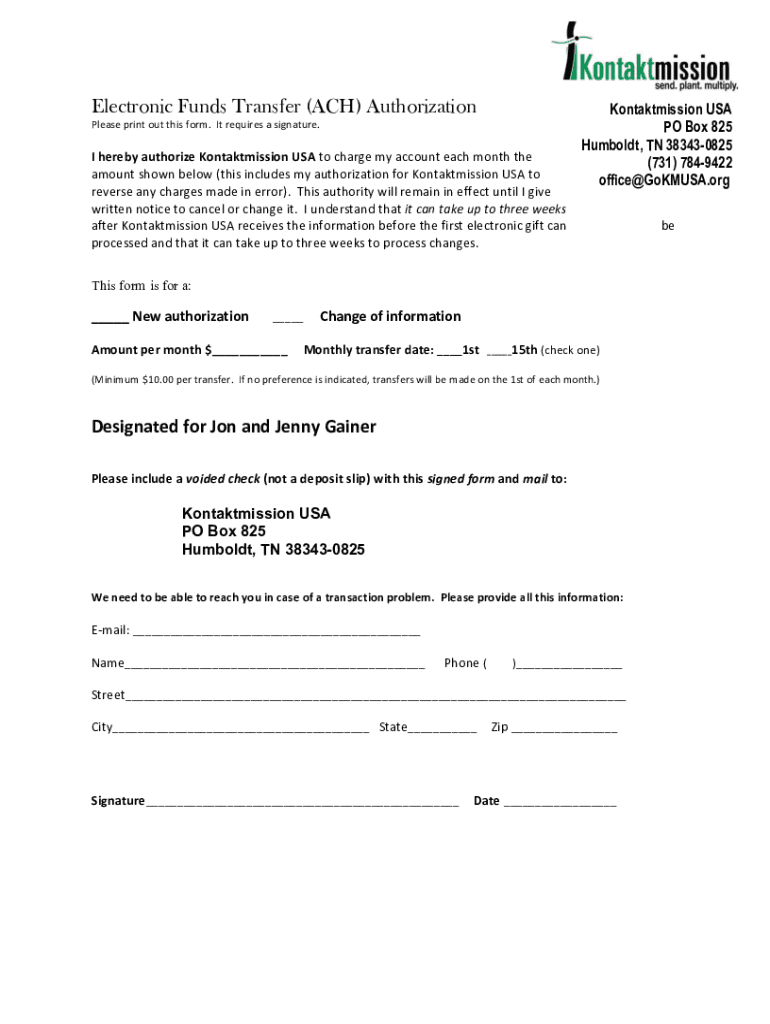 Fillable Online ACH-authorization-form-3 Fax Email Print - pdfFiller