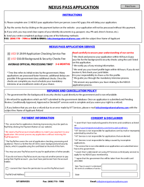 Fillable Online NEXUS PASS APPLICATION Fax Email Print - pdfFiller