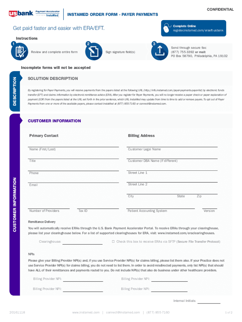 Fillable Online InstaMed Order Form - Payer Payments - CareSource ...