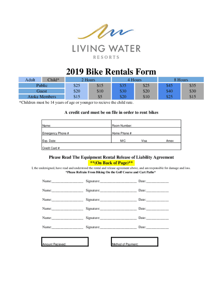 Fillable Online Bike Rental Form - The Cycling Hub in Clermont, Florida ...
