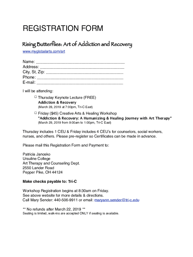 Fillable Online Registration Form. Annual Art & Healing Exhibition Fax ...