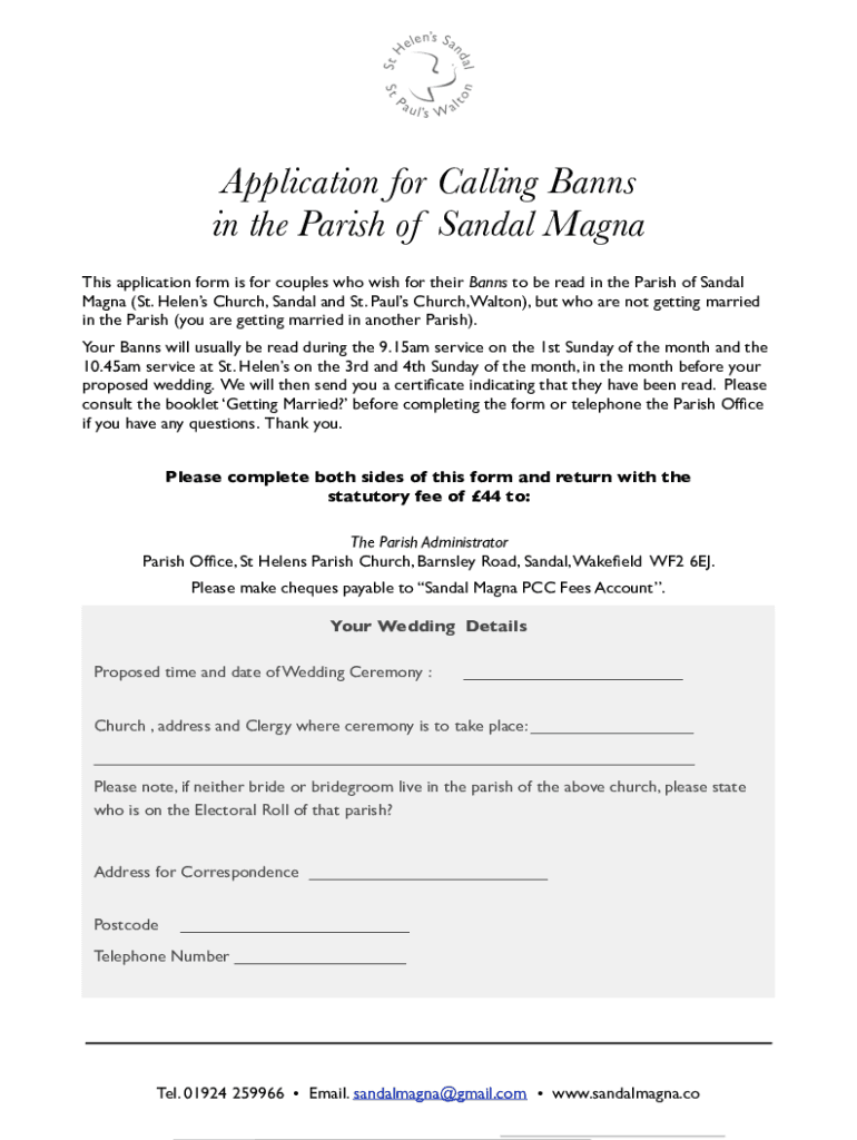 Fillable Online Old Parish RegistersMarriages and Proclamation of Banns ...