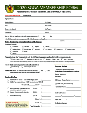 Fillable Online 2020 SGGA MEMBERSHIP FORM - saskgreenhouses.com Fax ...