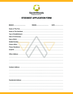 Fillable Online DISTRIBUTOR / STOCKIST APPOINTMENT APPLICATION FORM Fax ...